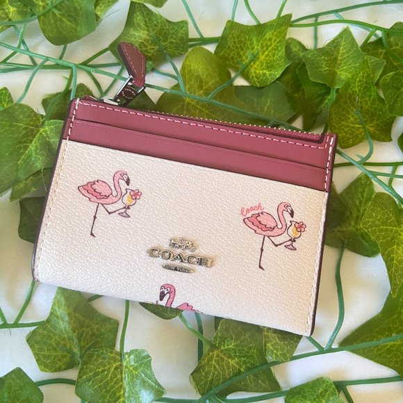 Coach | Bags | Coach Mini Skinny Id Case With Flamingo Print Ck42 ...